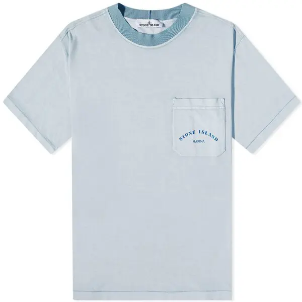 Stone Island Marina Chalk Plating T-Shirt - Sky Blue | Editorialist
